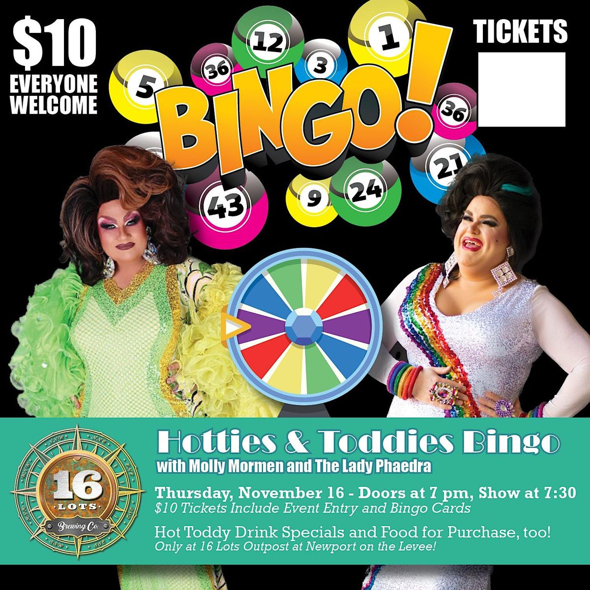 Hotties and Toddies Drag Bingo at 16 Lots Southern Outpost, 16 Lots ...