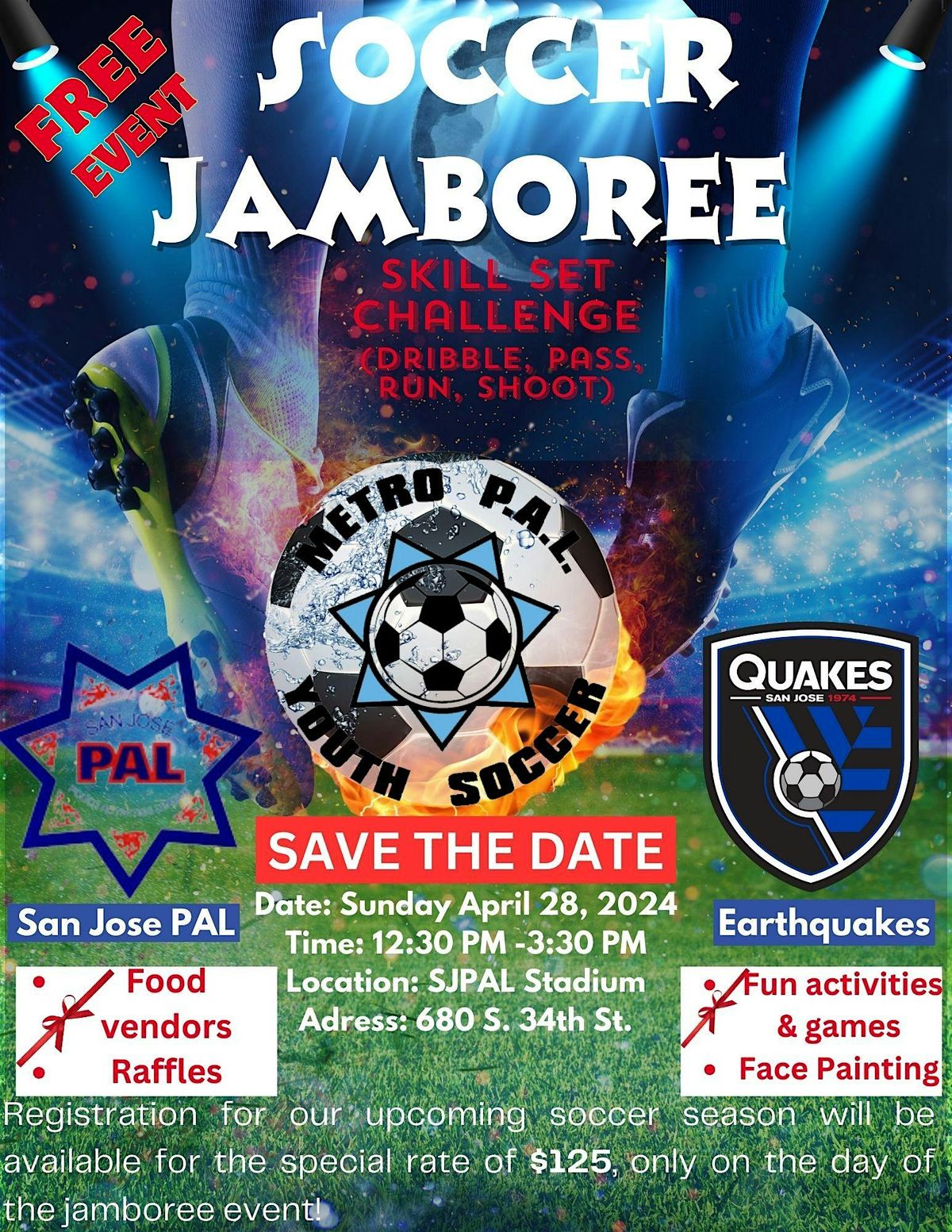 PAL Soccer Jamboree!, 680 S 34th St, San Jose, 28 April 2024 | AllEvents