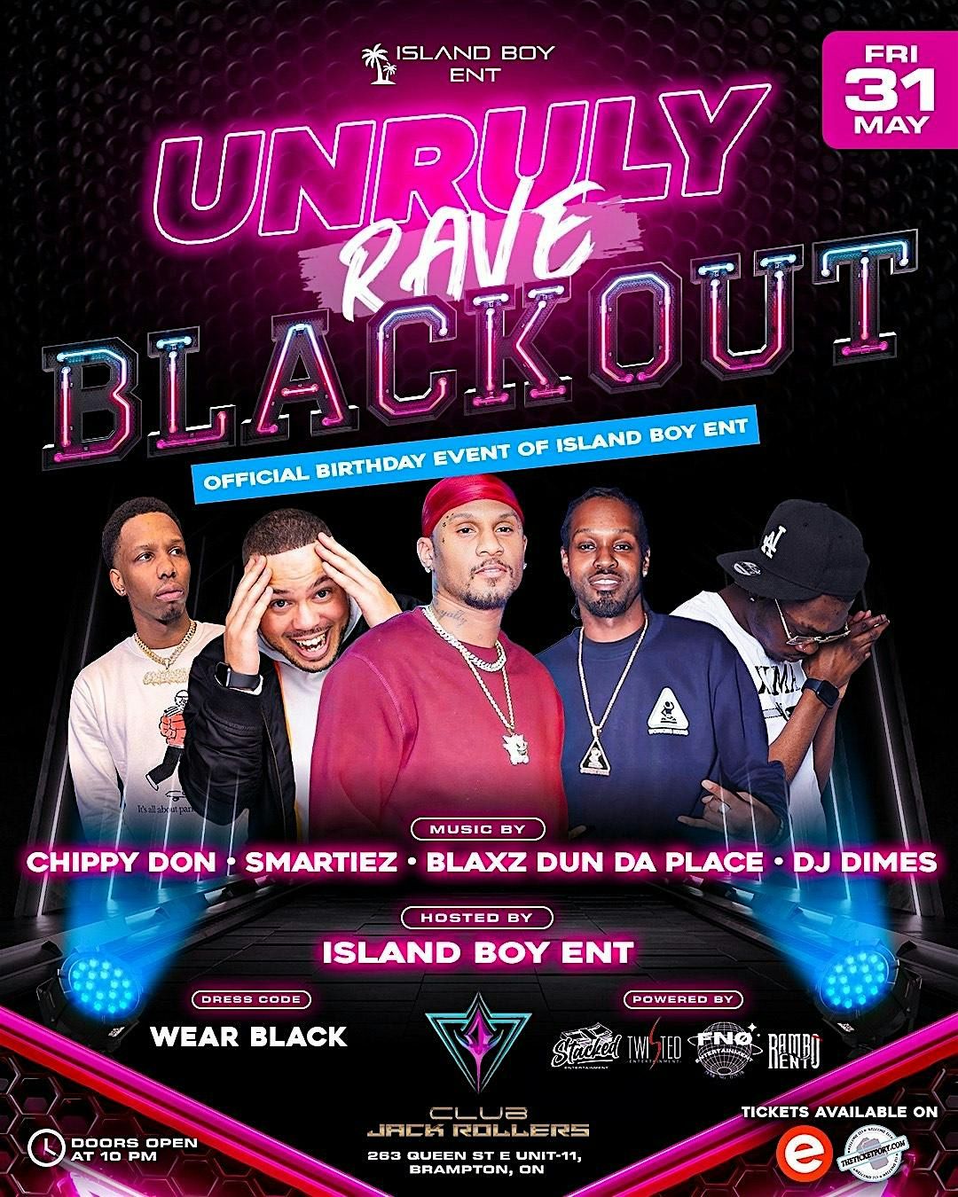 UNRULY RAVE "BLACKOUT", The Jack Rollers, Brampton, 31 May to 1 June ...
