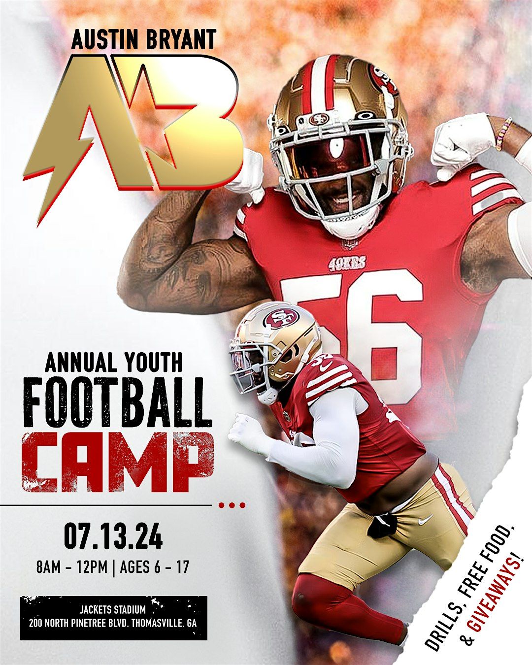 Austin Bryant Annual Youth Football Camp, Jackets Stadium, Thomasville ...