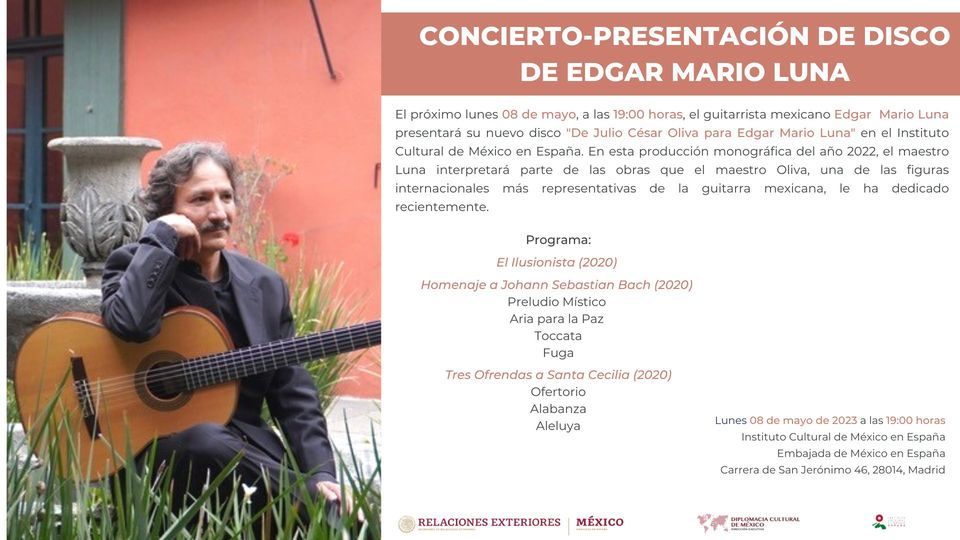 Concierto-presentación de disco de Edgar Mario Luna, Instituto Cultural ...