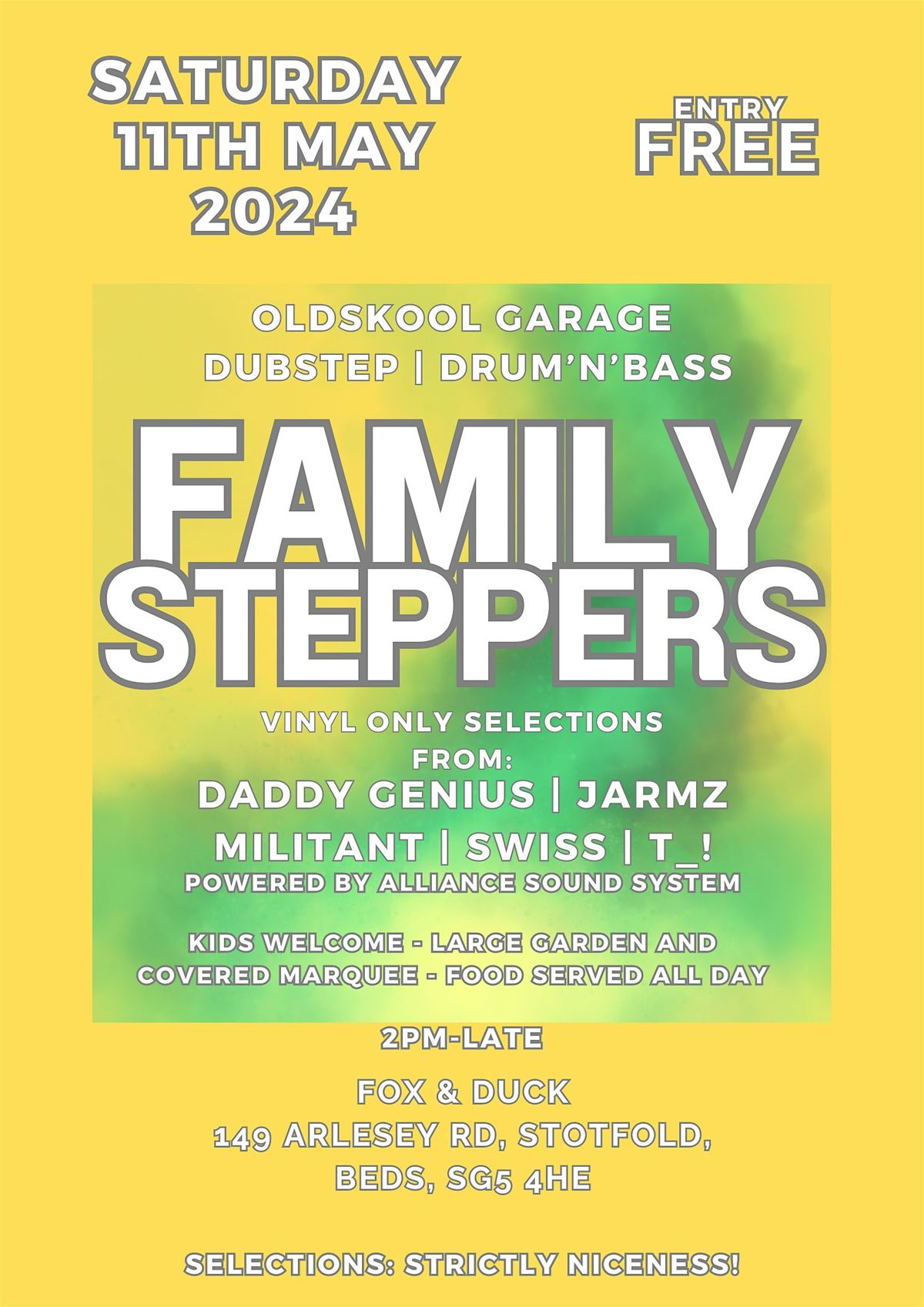 Family Steppers- Saturday 11th May- Family Music Event, Fox and Duck ...