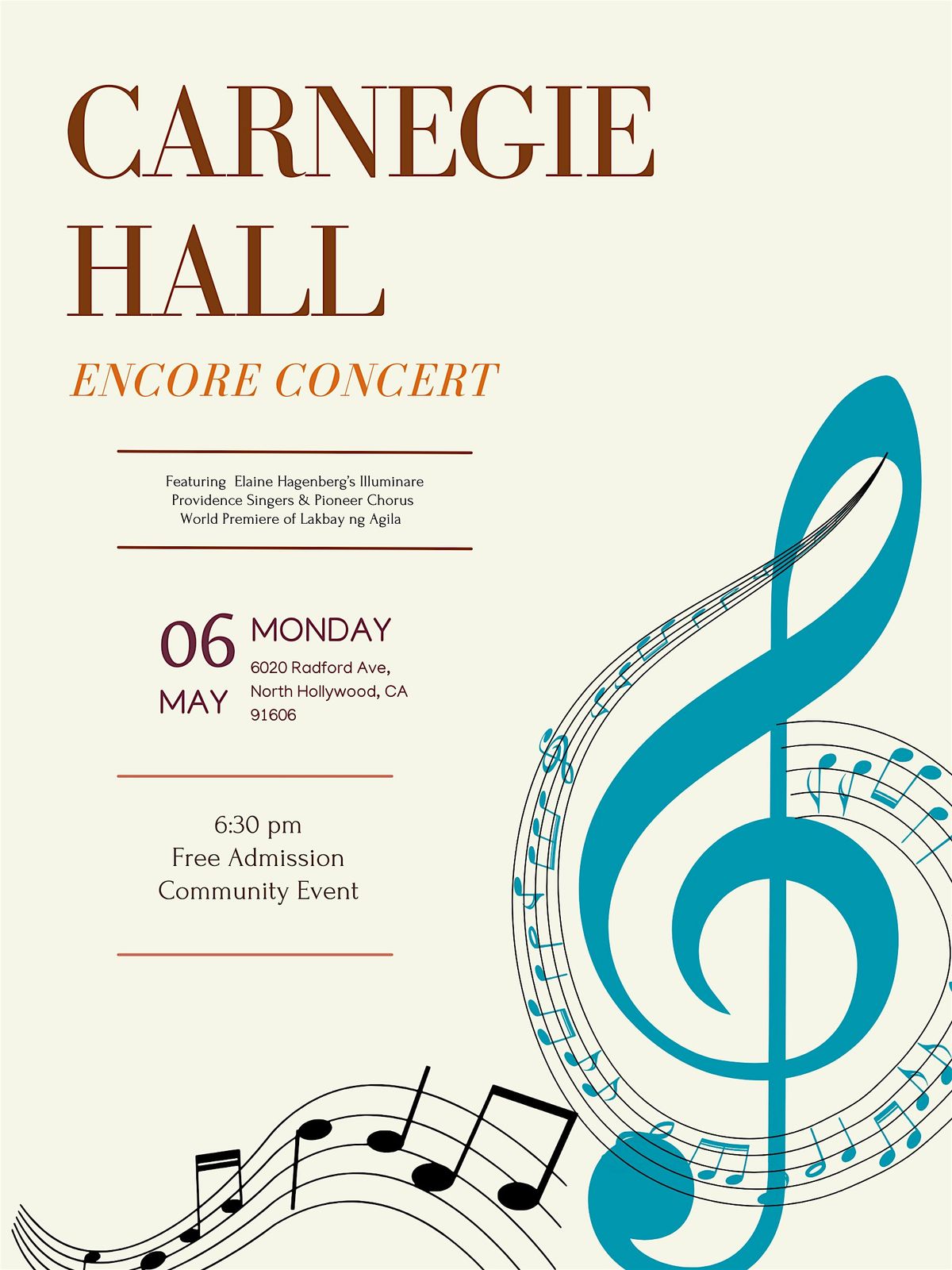 Carnegie Hall Encore Concert, Emmanuel Lutheran Church, Los Angeles, 6 ...