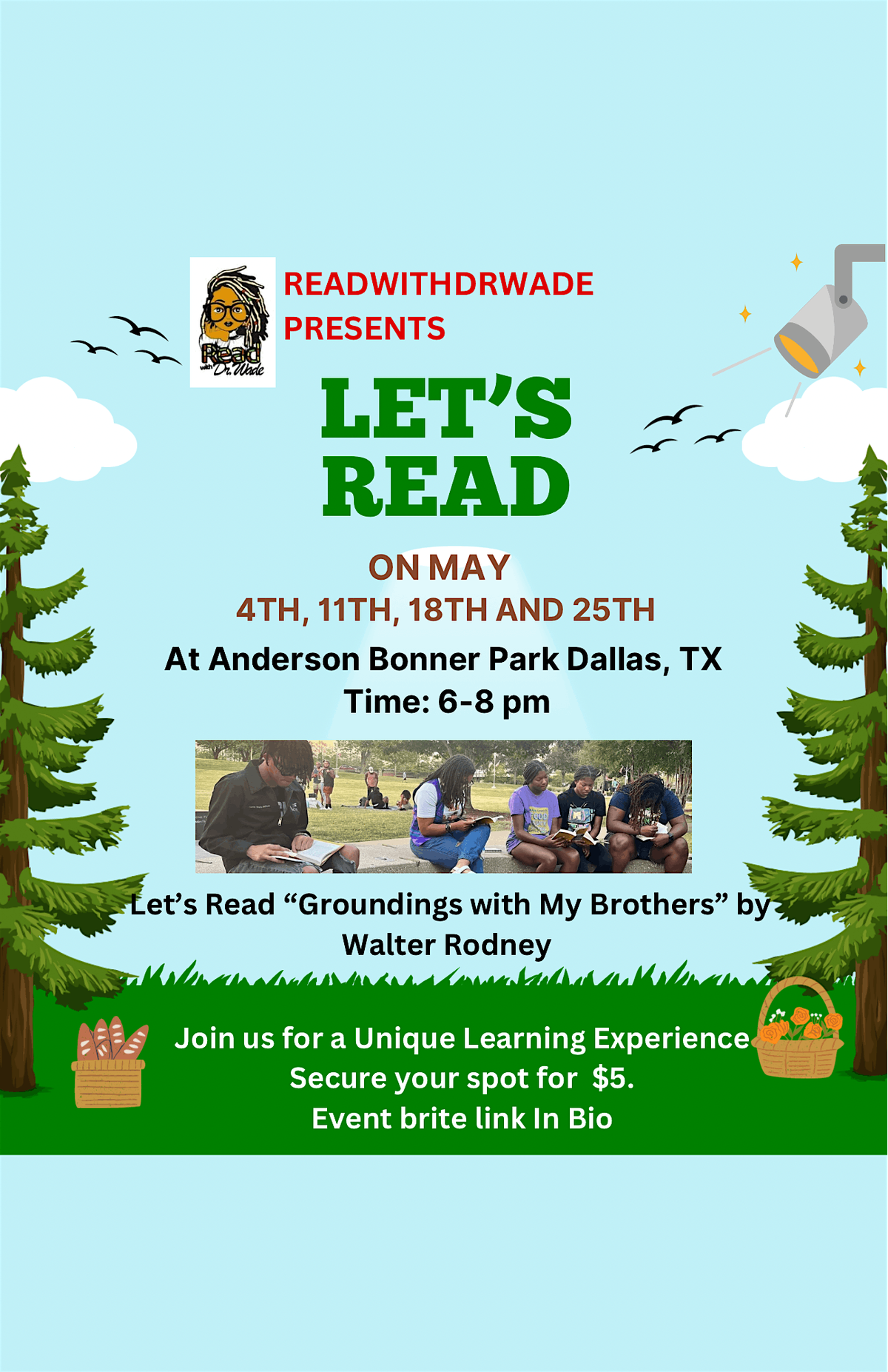 Read With Dr. Wade Book Club, Anderson Bonner Park, Dallas, 4 May to 25 ...