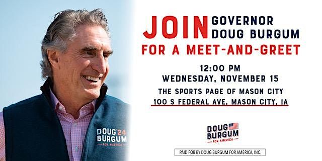 Mason City Meet & Greet with Governor Doug Burgum, The Sports Page of ...