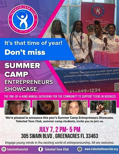Summer Camp ENTREPRENEURS Showcase, 305 Swain Blvd, Greenacres, 12 July ...