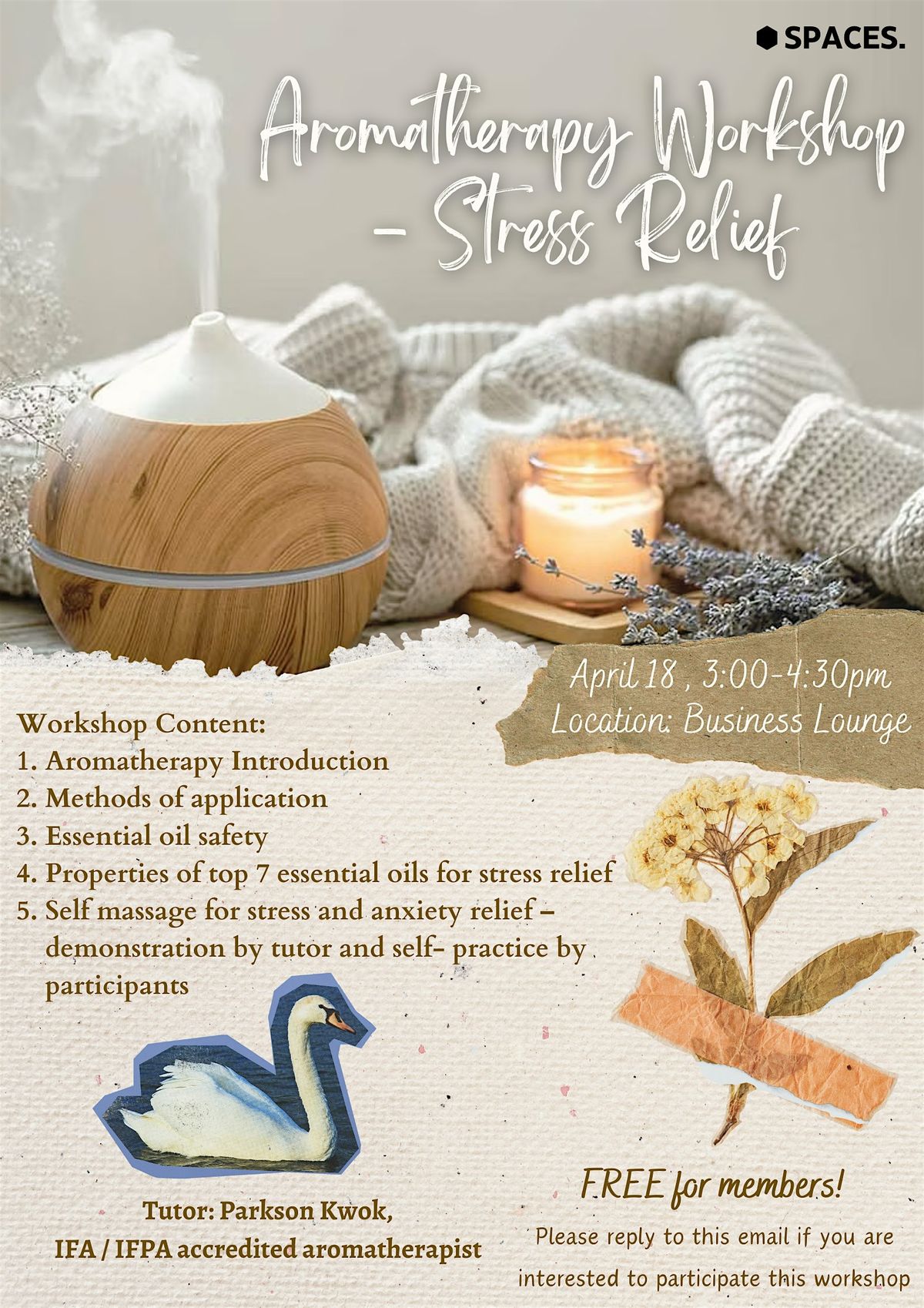 Aromatherapy Workshop - Stress Relief, Spaces AXA Southside, Hong Kong ...