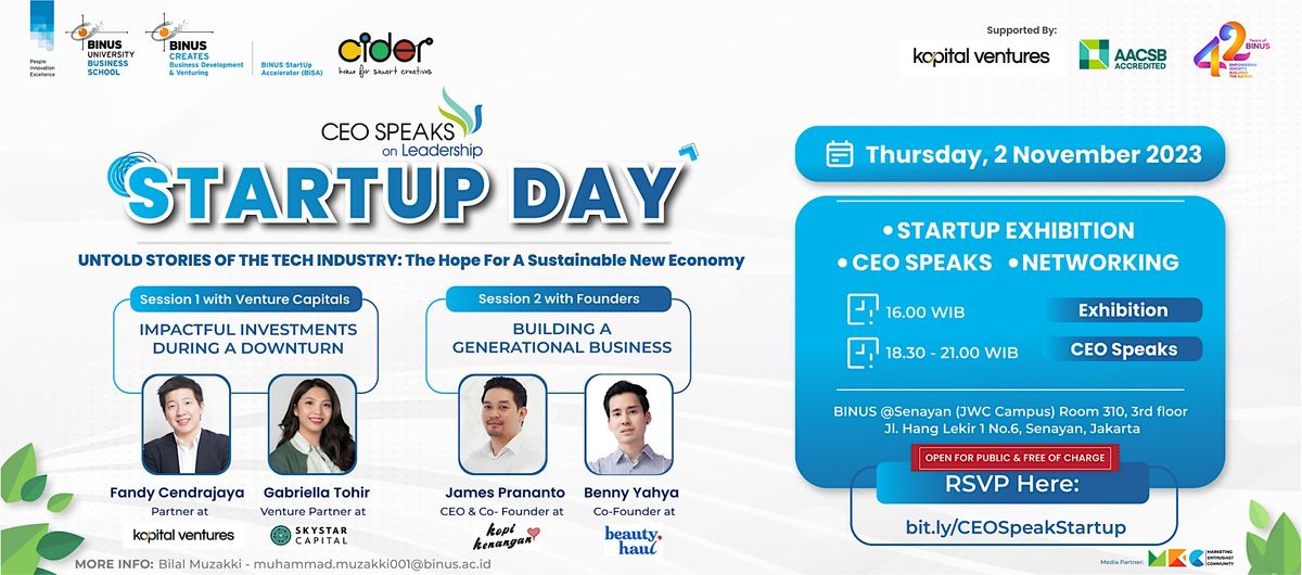 CEO Speaks X Kopi Kenangan, BeautyHaul, Kopital Ventures, Skystar Capital, BINUS BUSINESS SCHOOL ...