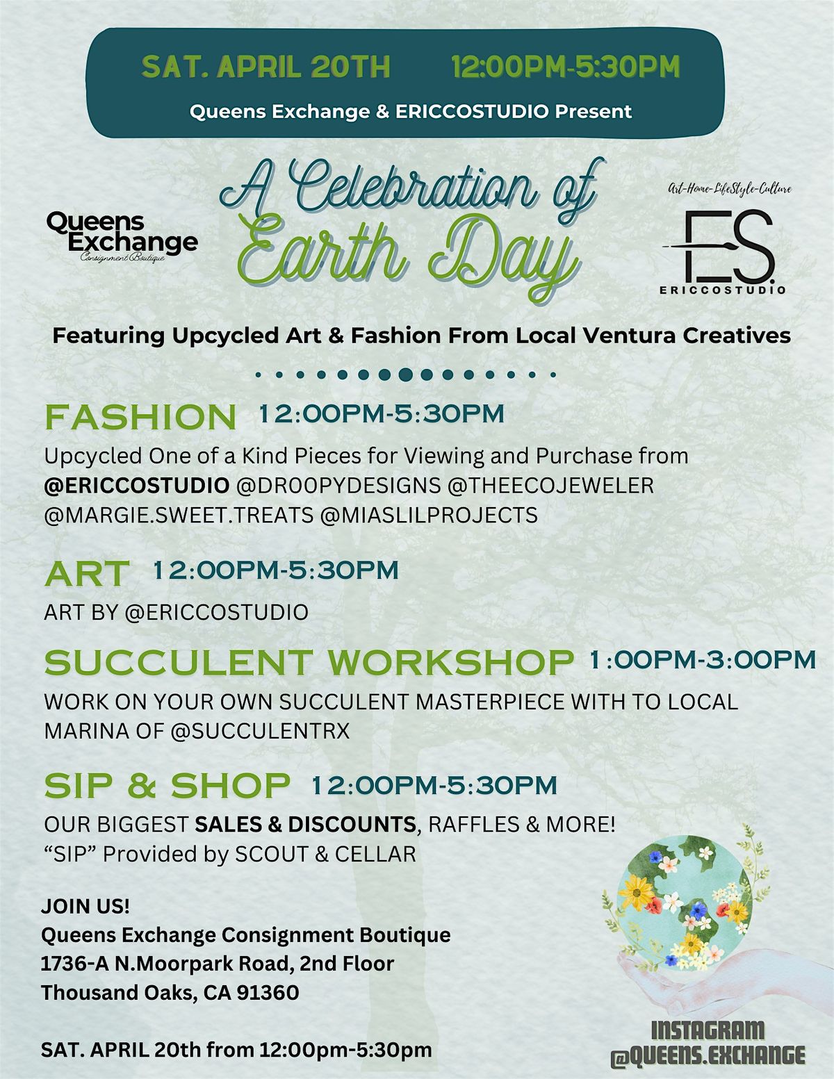 A Celebration of Earth Day - Sustainable Art & Fashion, 1736 North ...
