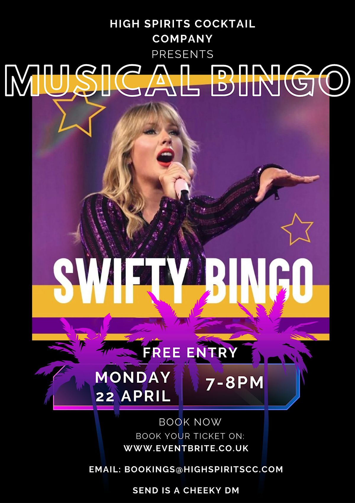 Musical Bingo - Taylor Swift Addition, High Spirits Cocktail Company ...