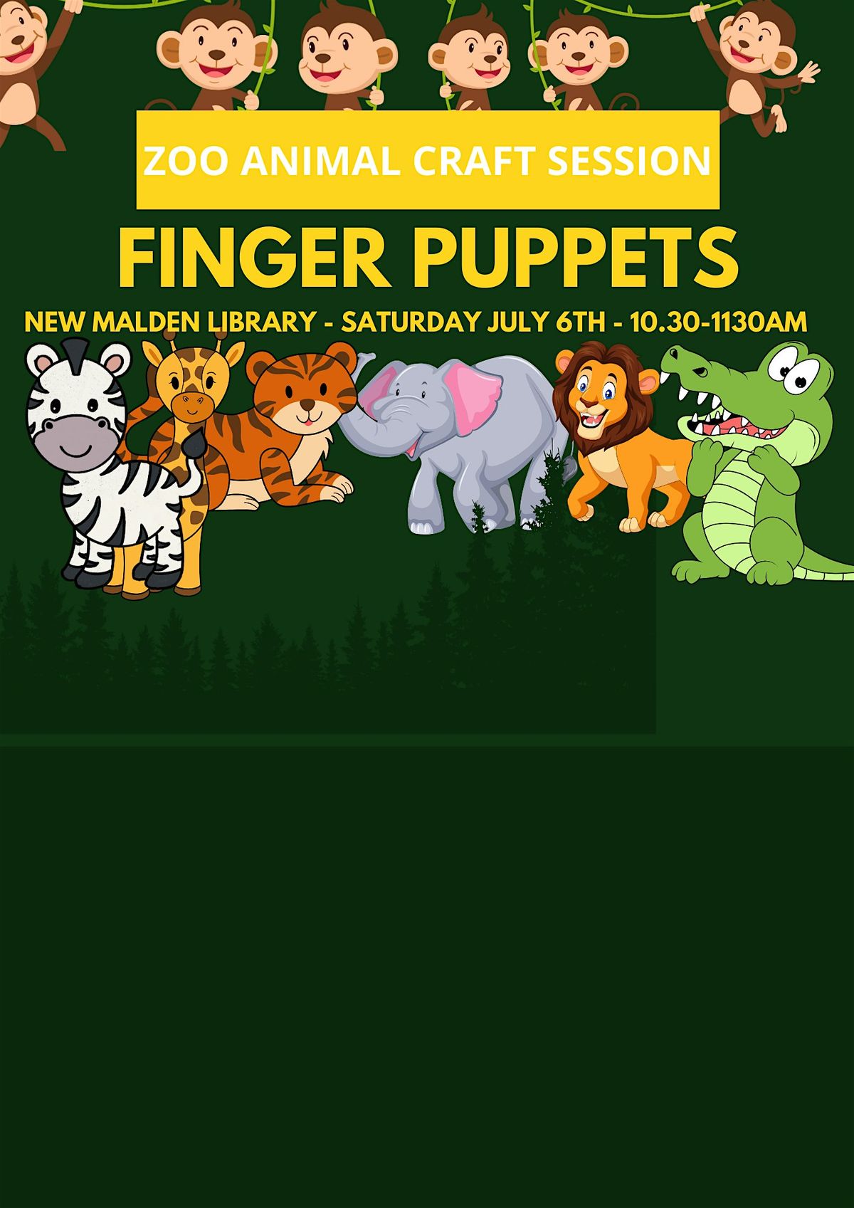 Zoo Animal Craft Session: Finger Puppets, New Malden Library, 6 July ...