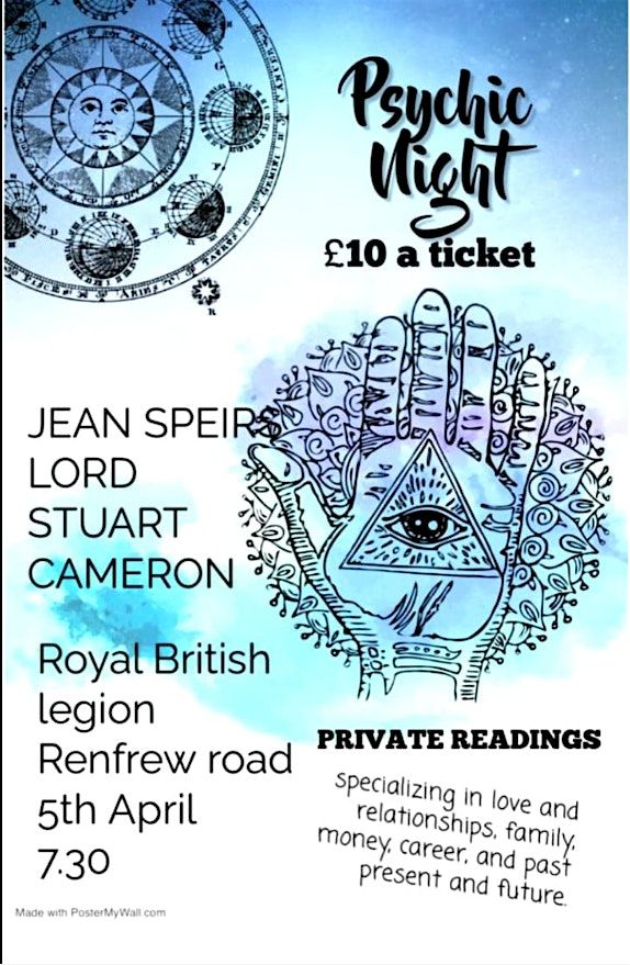 Psychic Night with Jean Speirs and Lord Stuart Cameron, Royal British ...