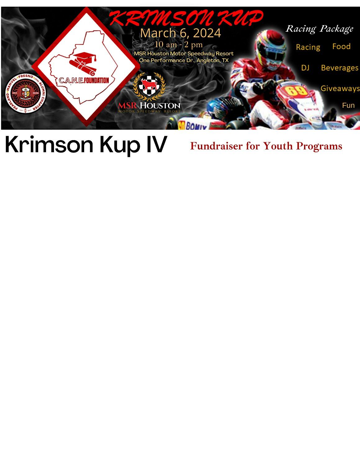 Krimson Kup IV, Youth Program Fundraiser by CANE Foundation, MSR Karting, Angleton, 9 March 2024 ...
