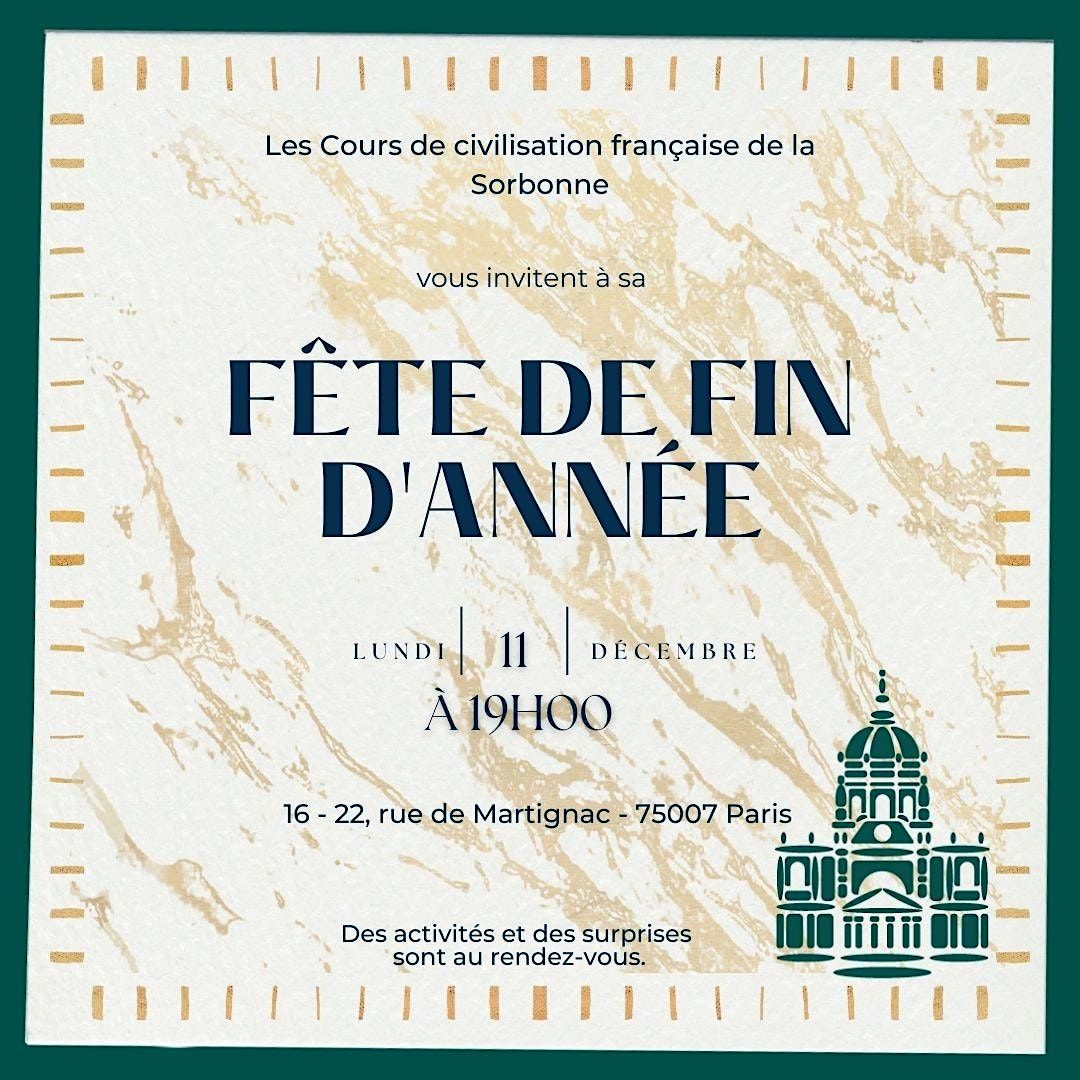 Fête de fin dannée CCFS, 22 Rue de Martignac, Paris, 11 December 2023 ...
