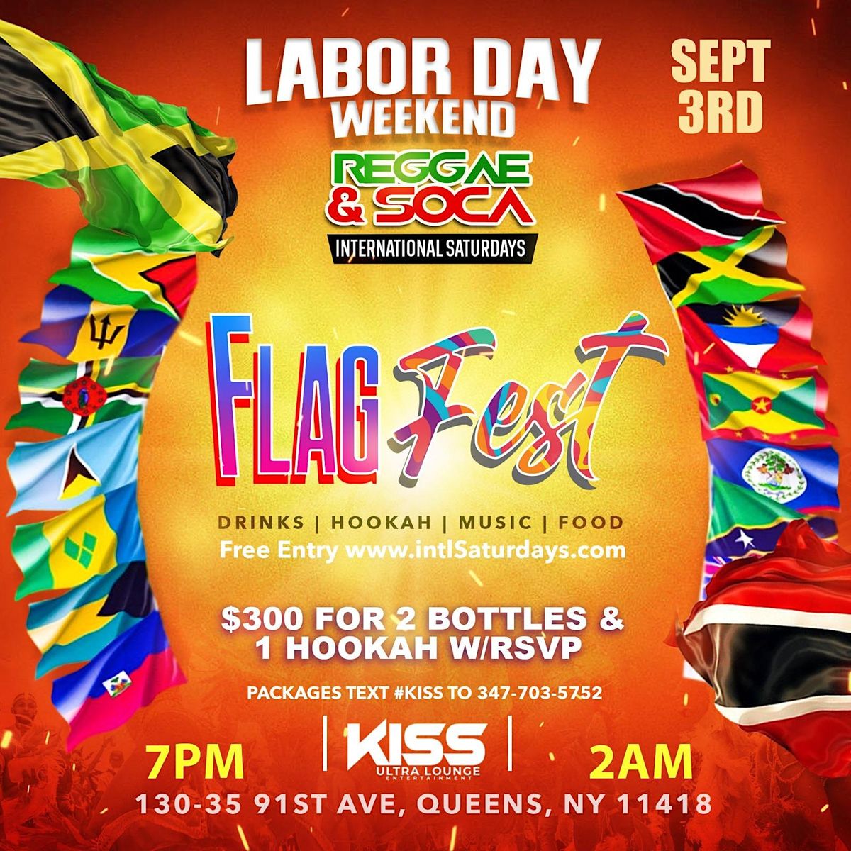 Flag Fest Reggae and Soca at Kiss Nightclub, Kiss Nightclub, Queens, 24 ...