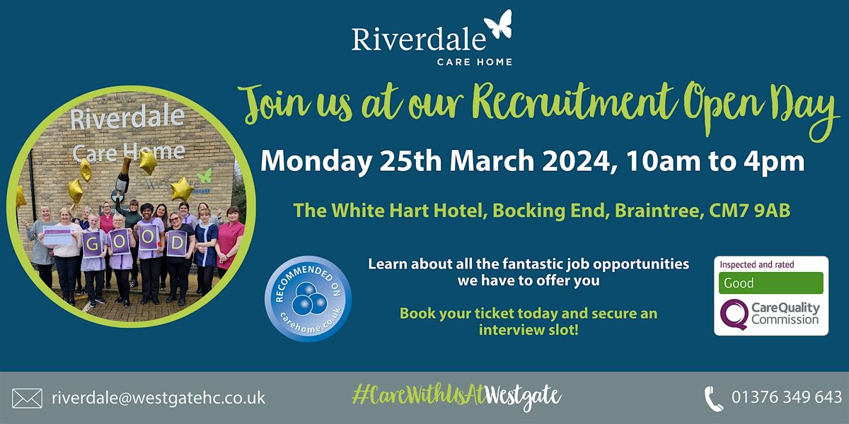 Riverdale Care Home - Recruitment Open Day!, The White Hart, Bocking ...