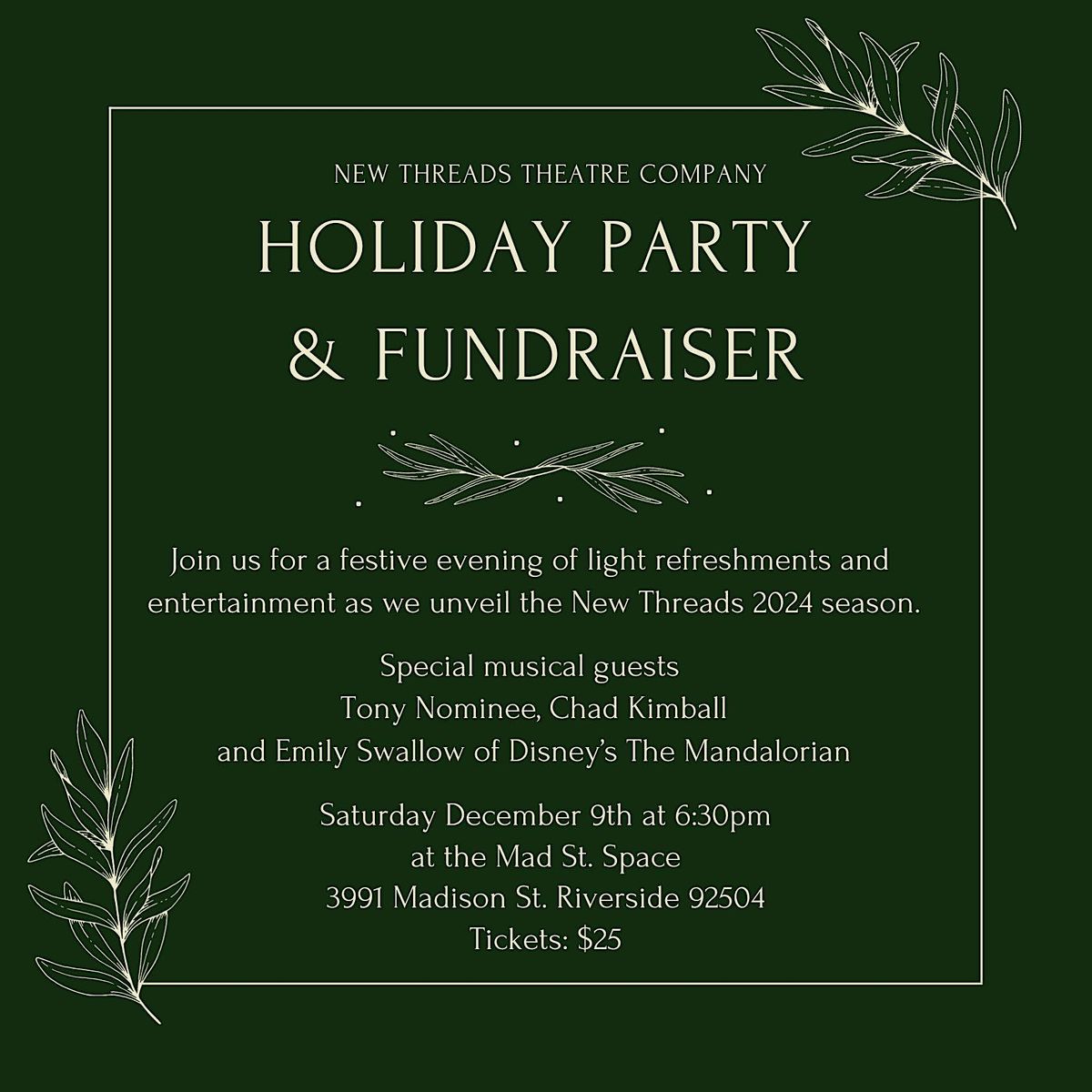 New Threads Theatre Company Holiday Party and Fundraiser, Madison ...