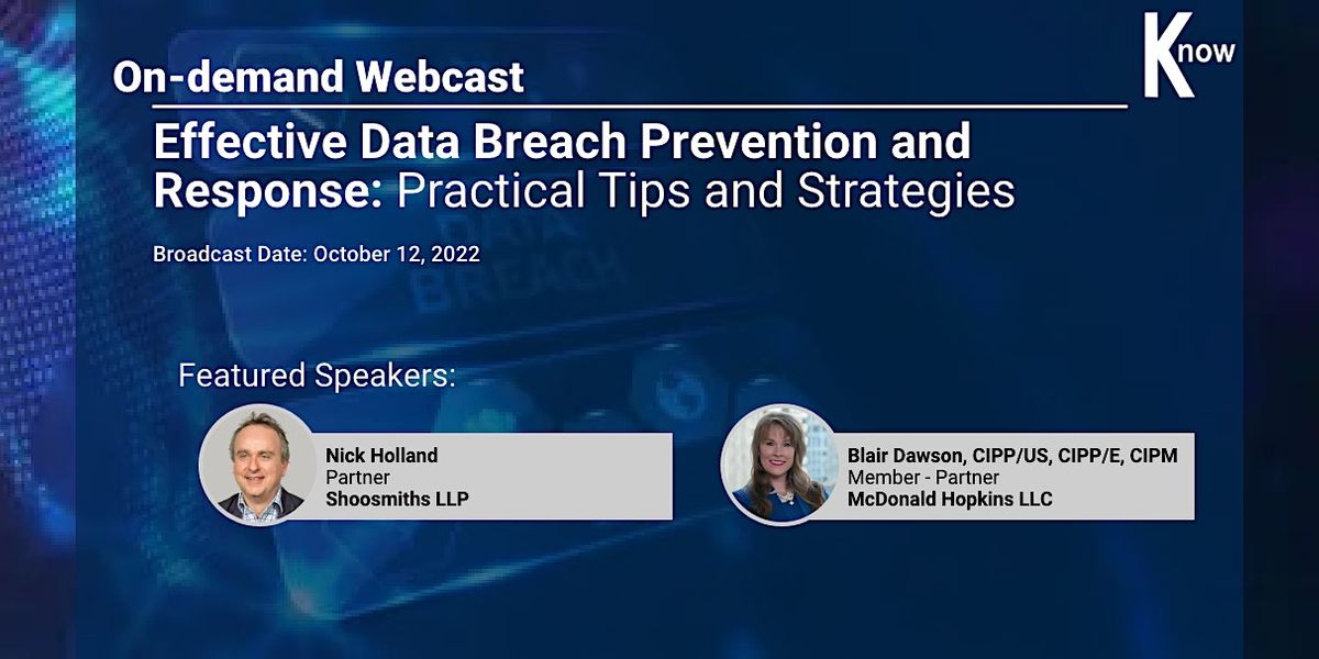 Recorded Webcast: Effective Data Breach Prevention and Response ... Recorded Webcast: Effective Data Breach Prevention and Response ...