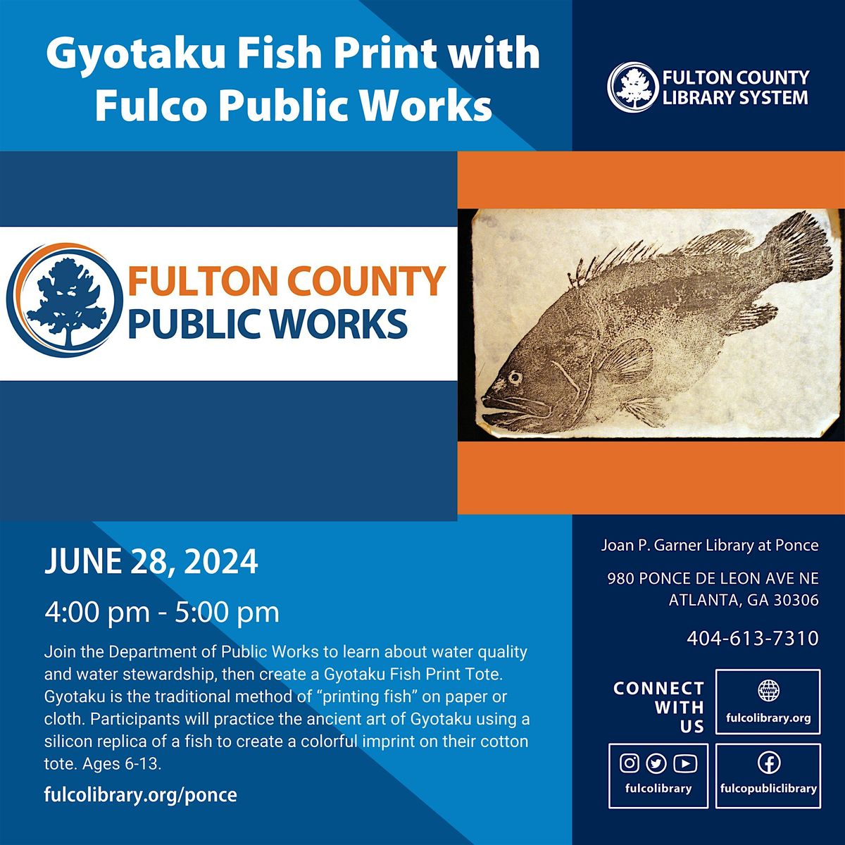 Gyotaku Fish Print with Fulton County Public Works, Joan P. Garner ...