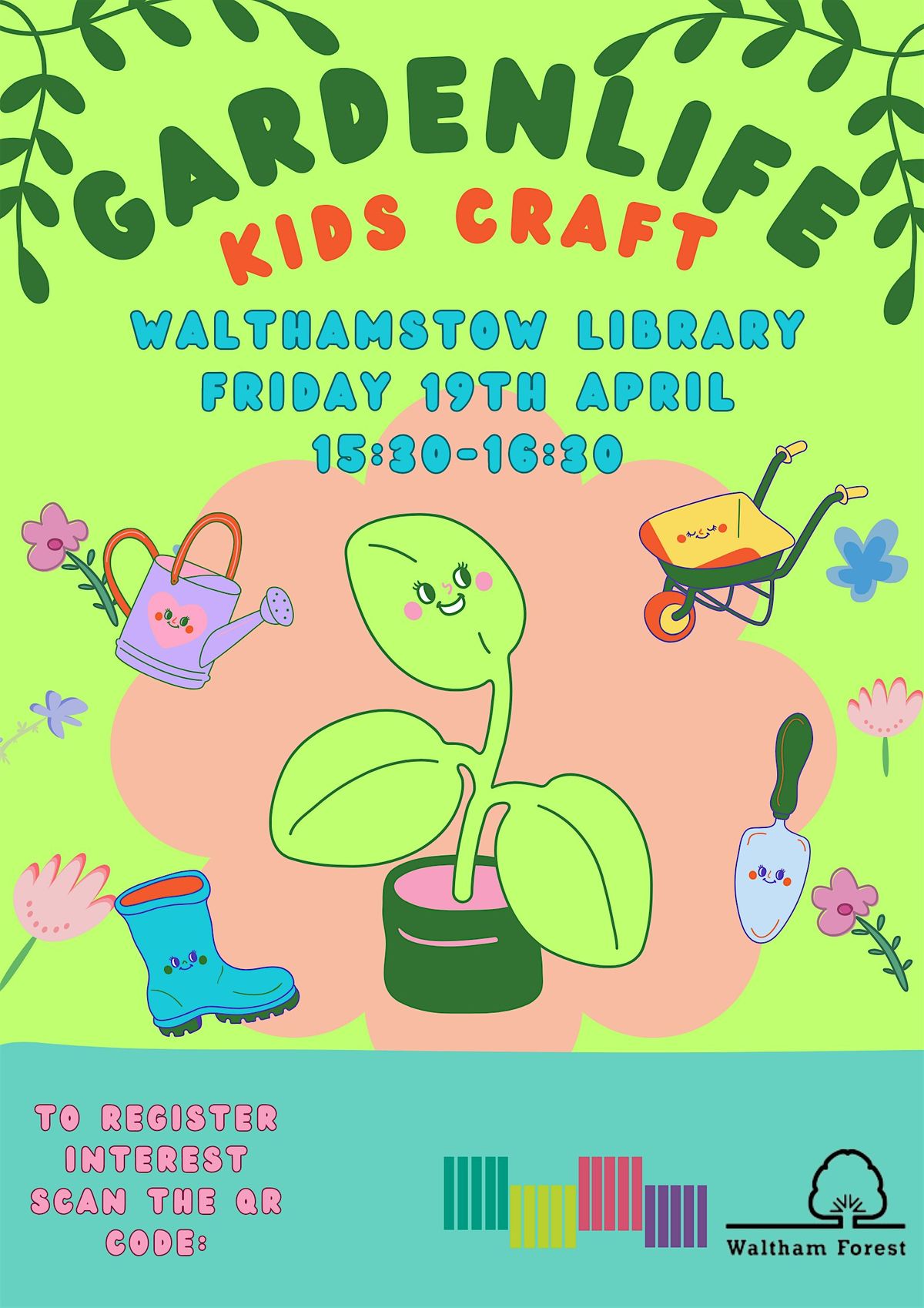Gardenlife- kids craft at Walthamstow library, Walthamstow Library, London, 19 April 2024 ...