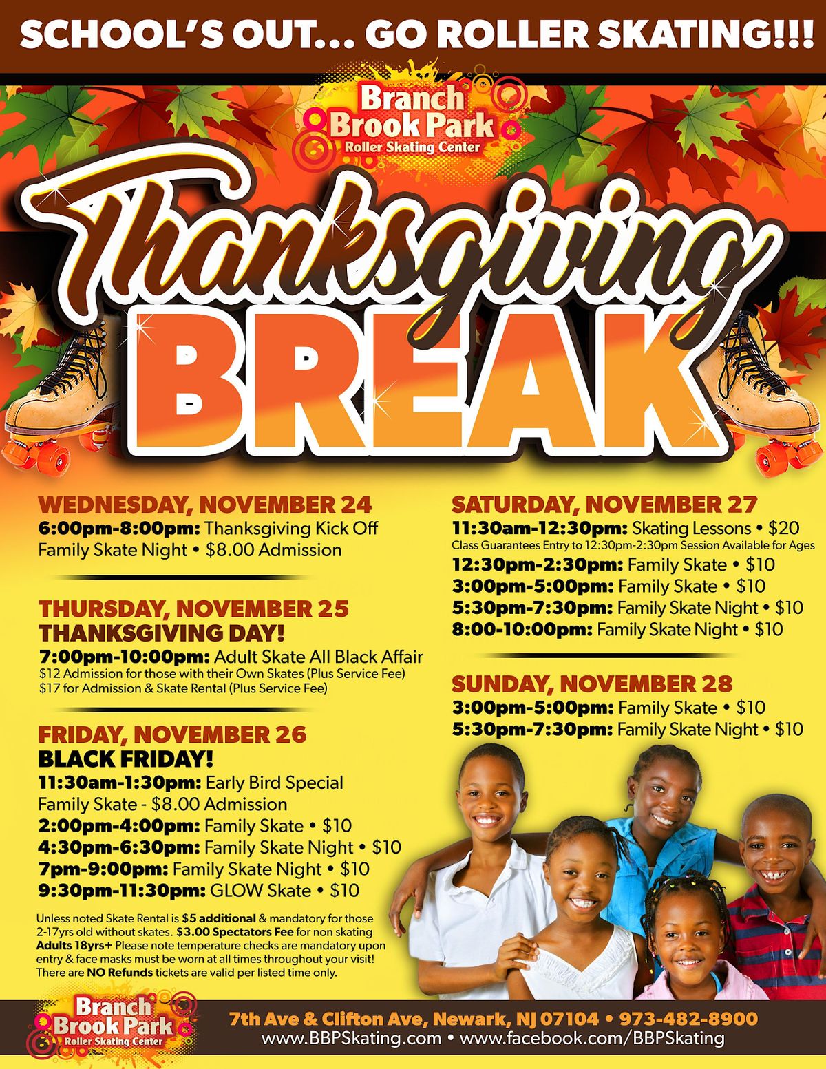 Thanksgiving Family Skate, Branch Brook Park Roller Skating Center ...