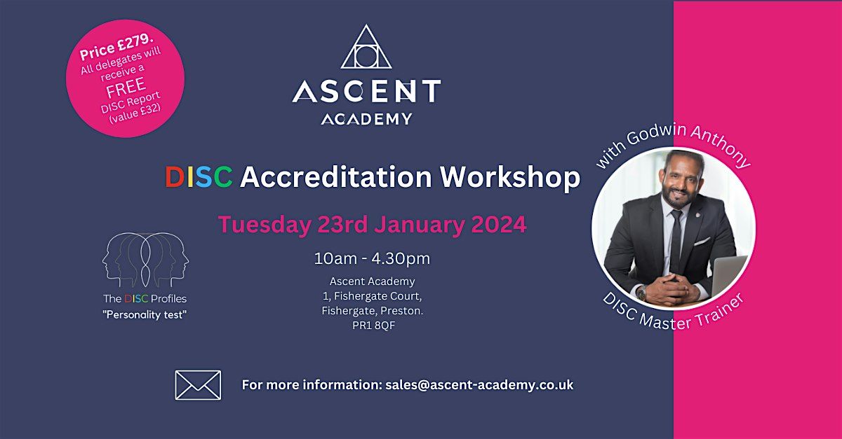 DISC Accredited Workshop with Godwin Anthony (Disc Master Trainer ...