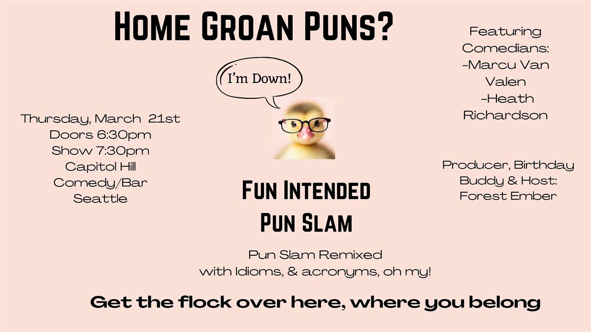 Fun Intended Pun Slam Wordplay and Comedy Competition, Capitol Hill ...