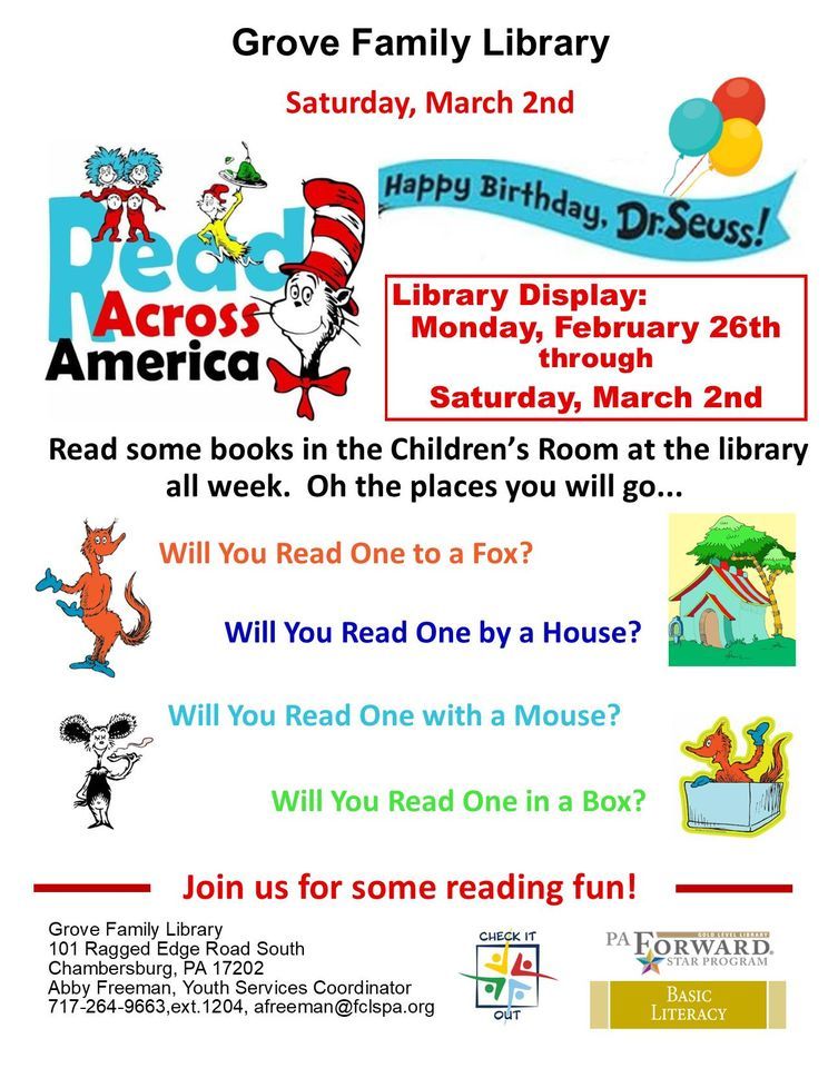 Read Across America/Dr. Seuss Birthday March 2nd - Display up week of ...