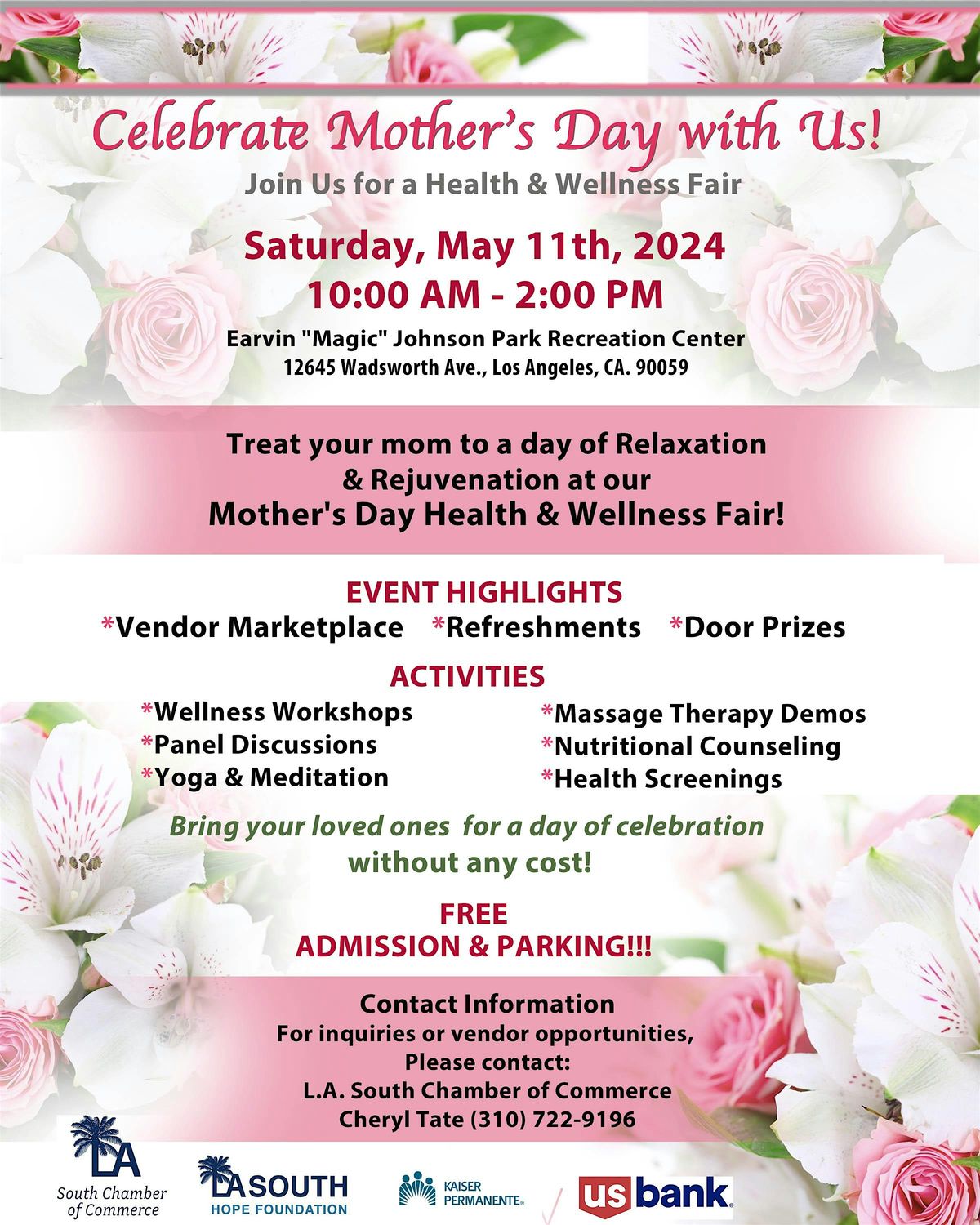 Mothers Day Health & Wellness Fair + Marketplace, Earvin Magic Johnson Park Recreation Center ...
