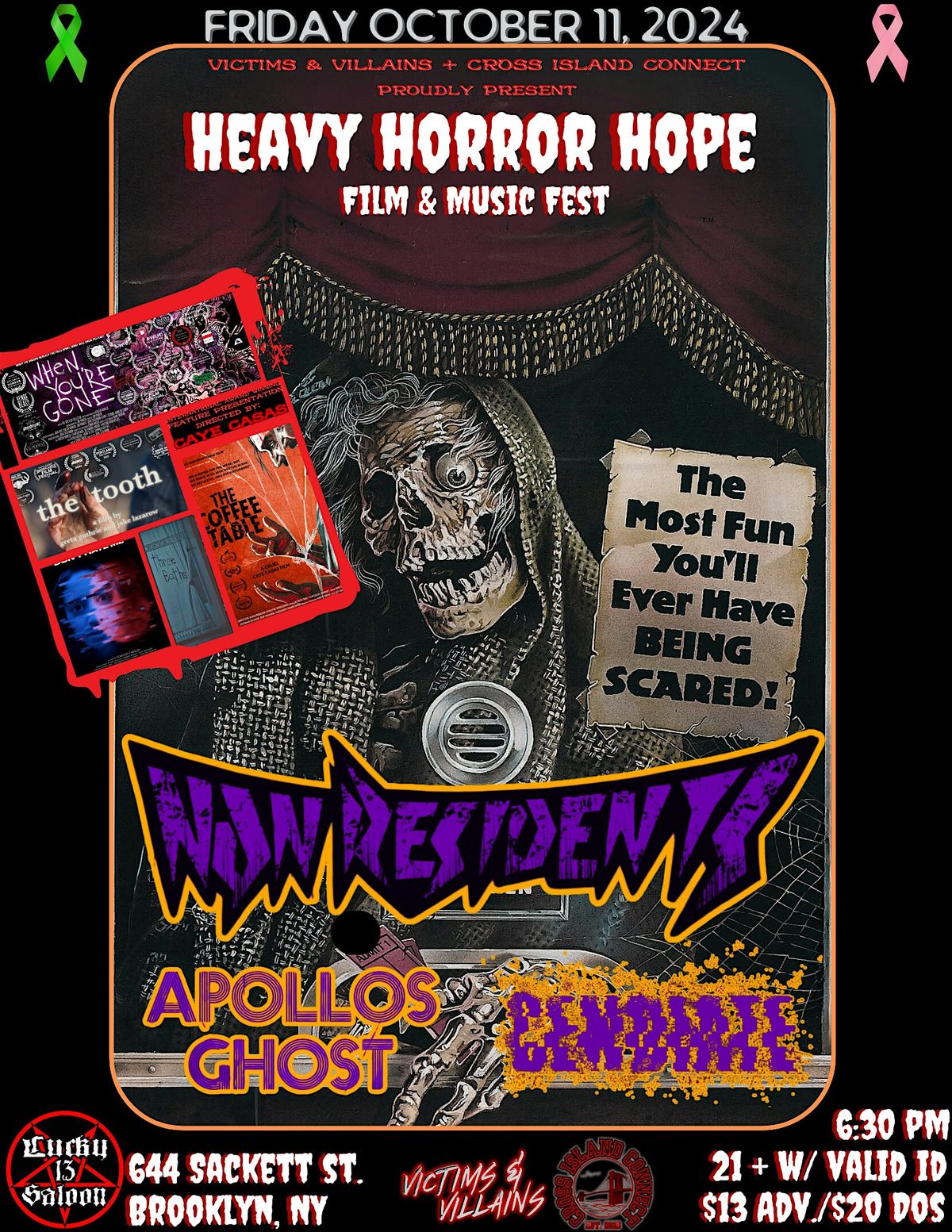 Heavy Horror Hope Film & Music Fest: Night 1, Lucky 13 Saloon, Brooklyn ...