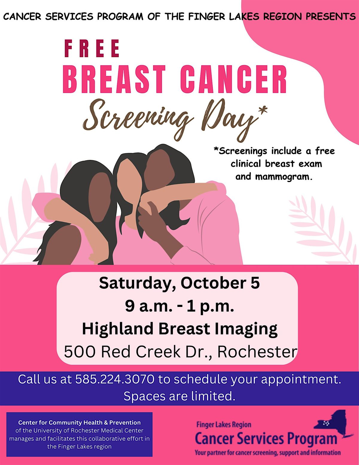 Free Breast Cancer Screening Day, UR Medicine Imaging – Highland ...