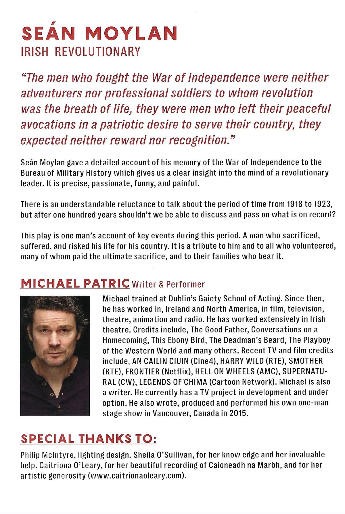 Sean Moylan, Schoolyard Theatre, Charleville, 30 September 2023 ...