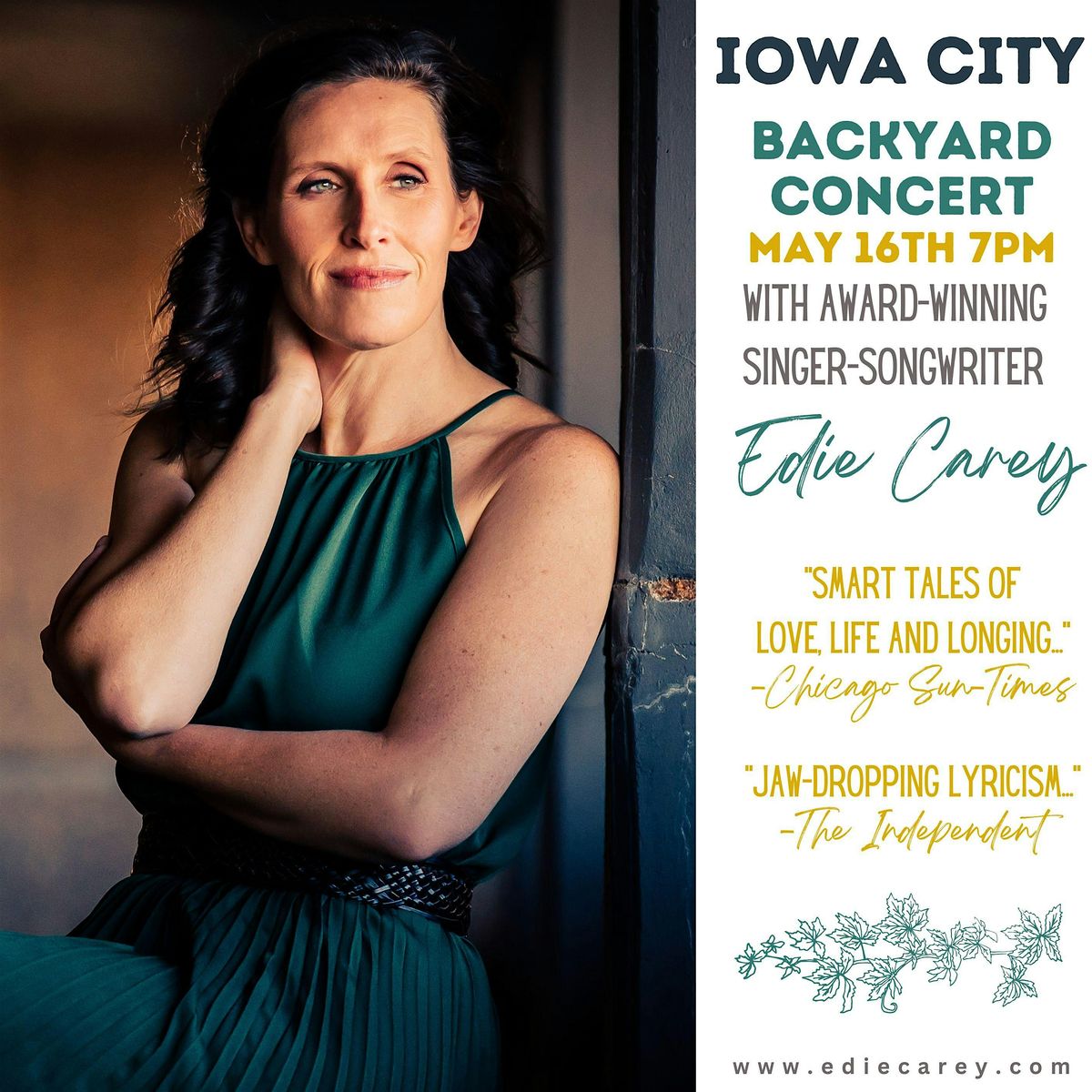 IOWA CITY: Singer-Songwriter Edie Carey In Concert @ The Revauxs ...