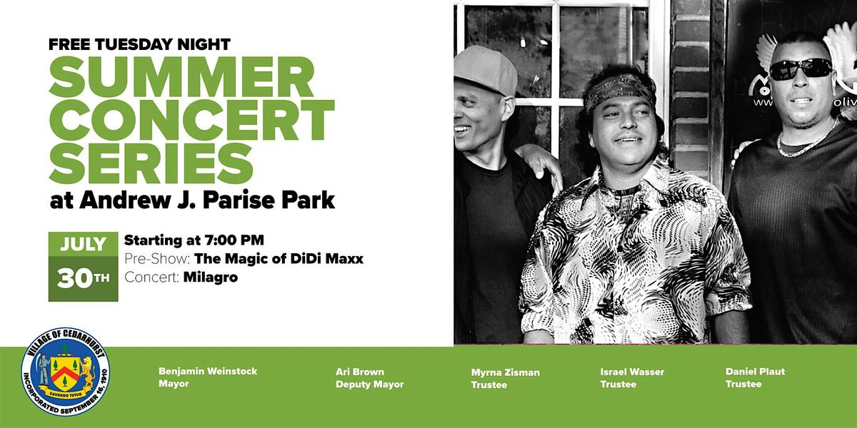 Cedarhurst Summer Concert A Tribute to Santana, Cedarhurst Park, 30 ...