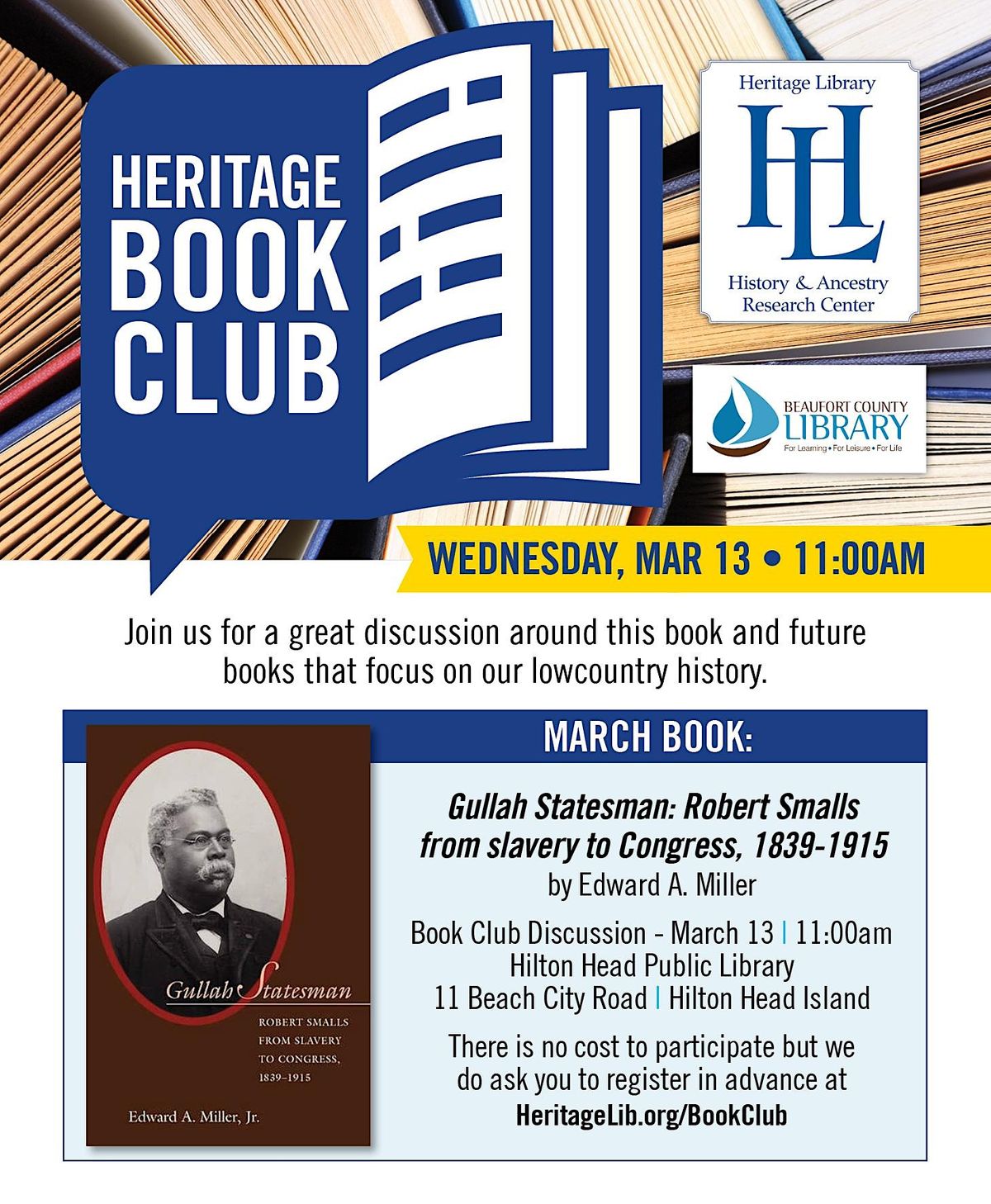The Heritage Book Club, Hilton Head Island Library, 13 March 2024 ...