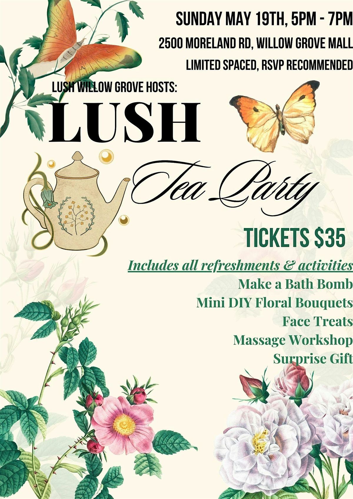 Lush Tea Party, Lush Cosmetics Willow Grove Park Mall, 19 May 2024 ...