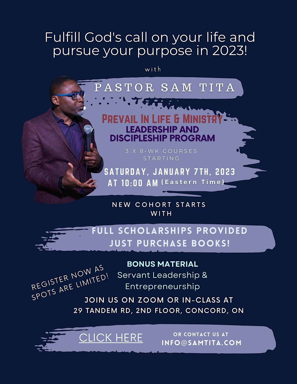 Prevail In Life & Ministry: Leadership & Discipleship Program, Sam Tita Ministries, Vaughan, 3 ...