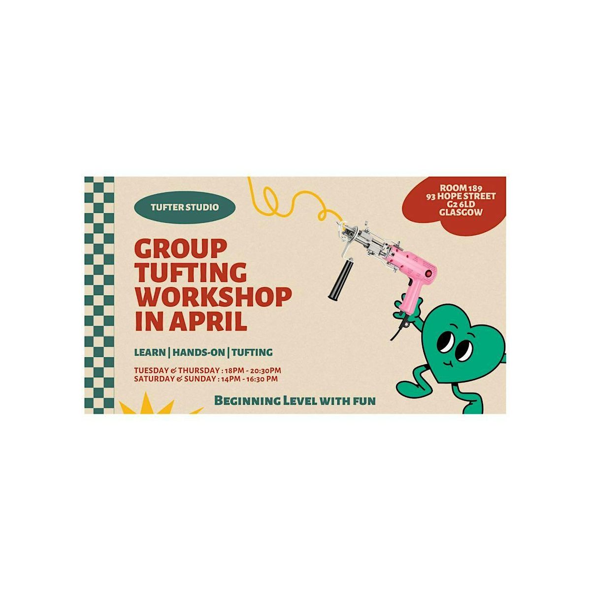 Group Tufting Workshop in April - Beginning Level at Tufter Studio, 93 ...