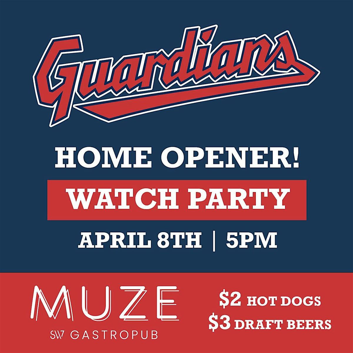 Cleveland Guardians Home Opener Watch Party, Muze Gastropub, Lakewood ...