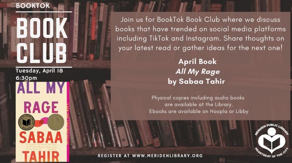 BookTok Book Club, Meriden Public Library, 18 April 2023 | AllEvents