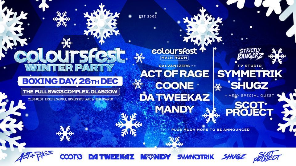 Colourfest Winter Party , SWG3, Paisley, December 26 to December 27 ...
