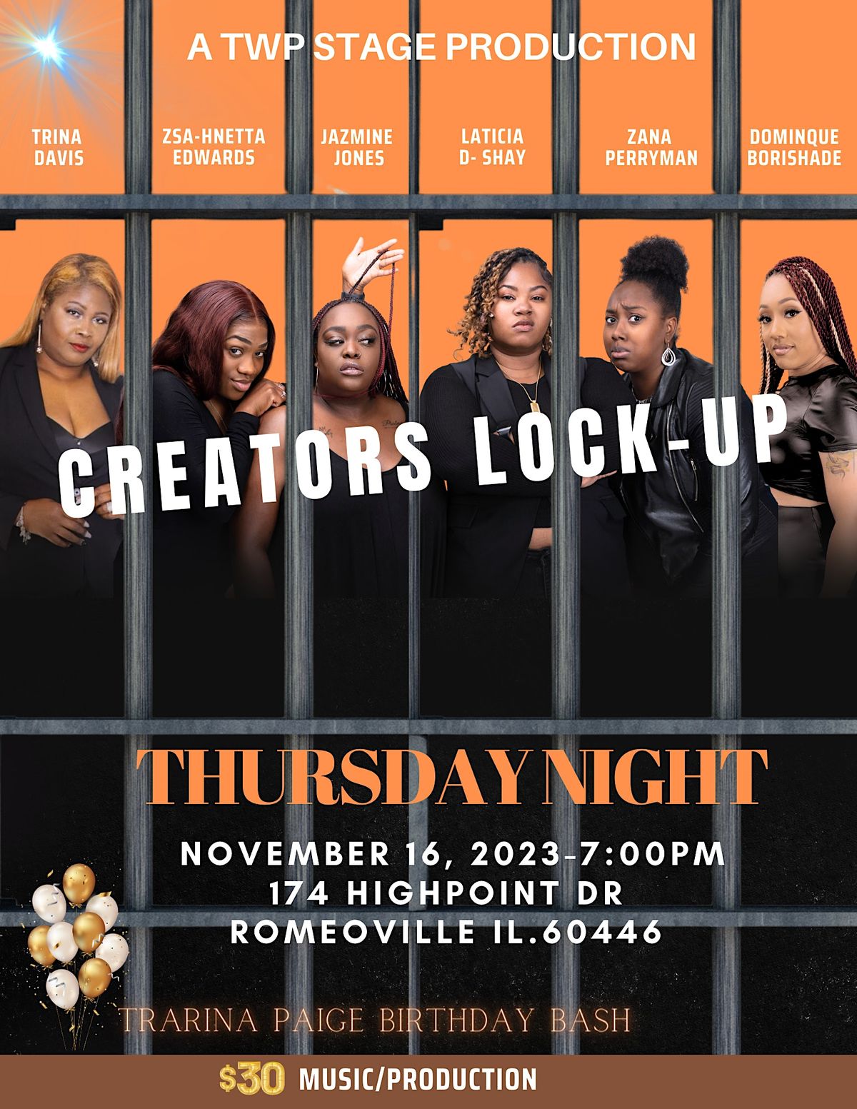 Creators Lock-Up, Creative Arts Center, Romeoville, 16 November 2023 ...