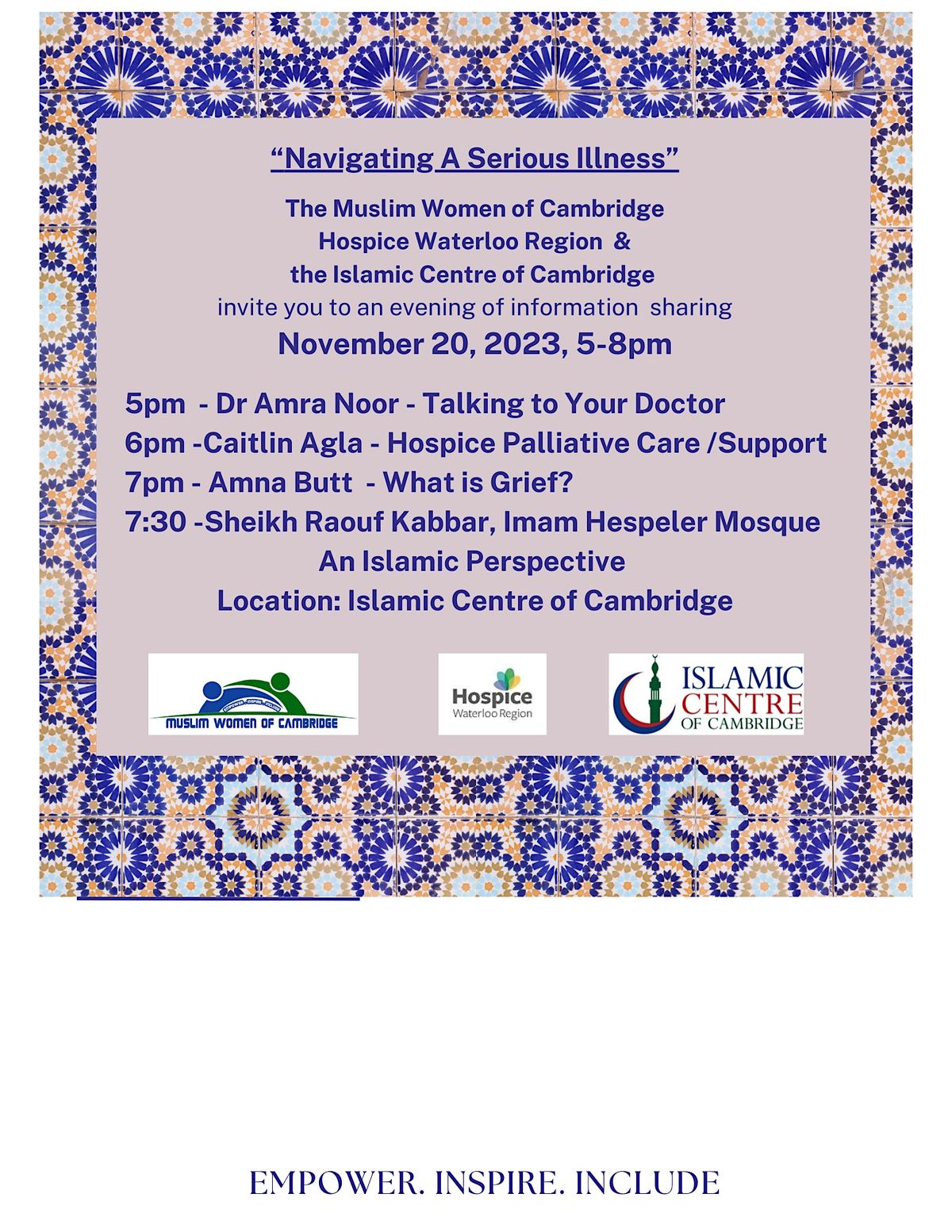Navigating a Serious Illness, Islamic Centre of Cambridge, November 20 ...