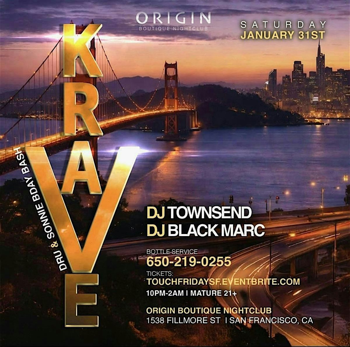 KRAVE PARTY, Origin, San Francisco, 31 January to 1 February | AllEvents