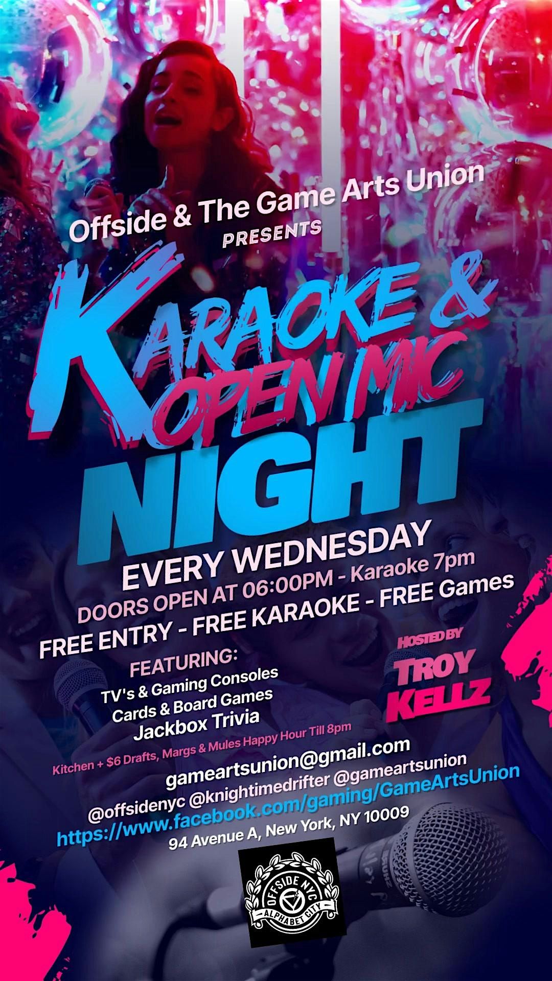 Open Karaoke Night & Jackbox Contest @Offside NYC, Offside NYC, Avenue ...