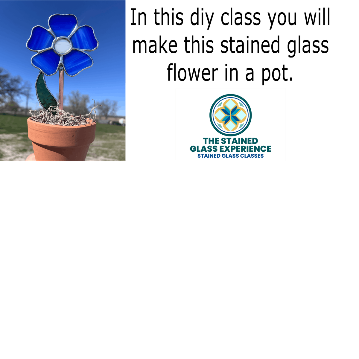 DIY stained glass flower with clay pot, Iowa Art Glass Studio, Iowa 22 ...