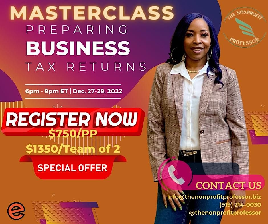 Masterclass - Preparing Business Tax Returns, December 27 to December 29 | Online Event ...