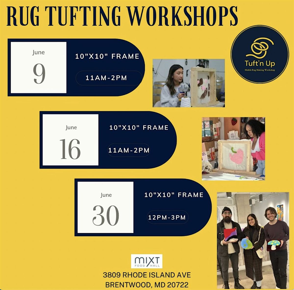 Rug Tufting Workshop w/ Tuftn Up DC, miXt Food Hall, Rhode Island ...