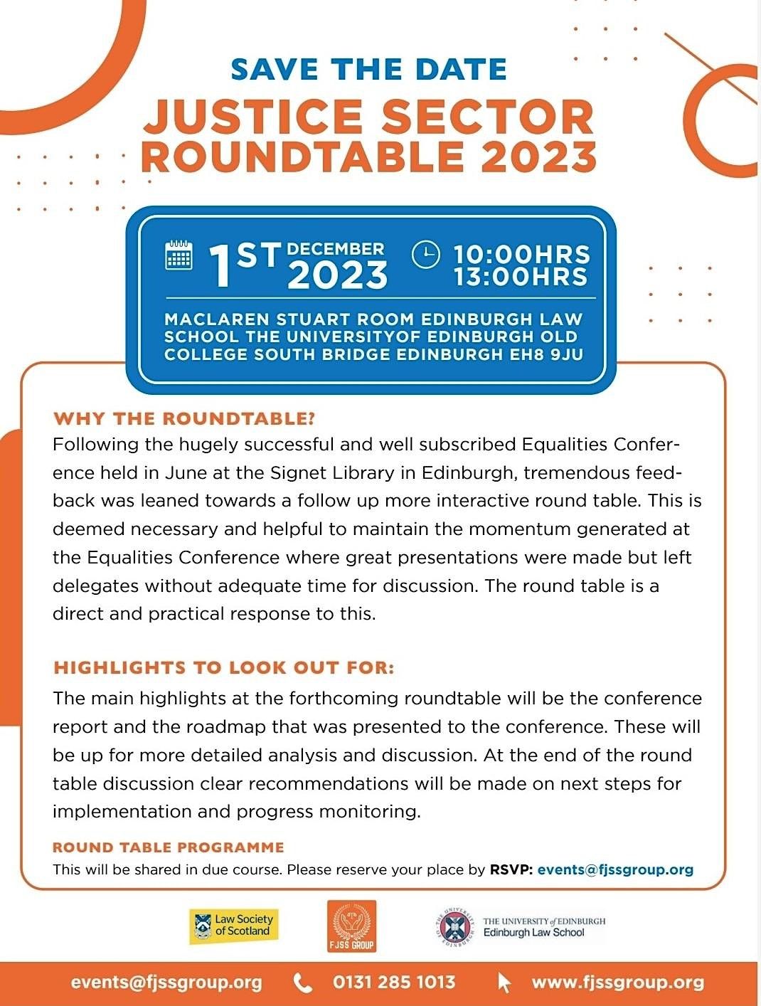 Justice Sector Roundtable 2023, University of Edinburgh, 1 December ...
