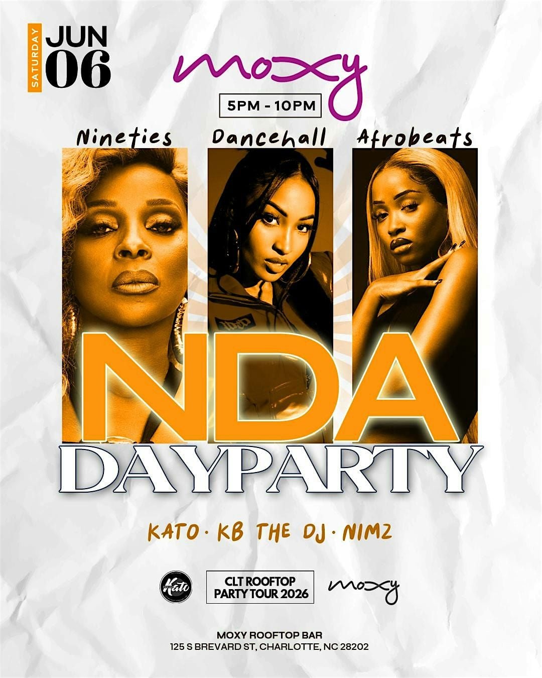 NDA Rooftop Day Party: Nineties, Dancehall + Afrobeats @The Moxy CLT ...